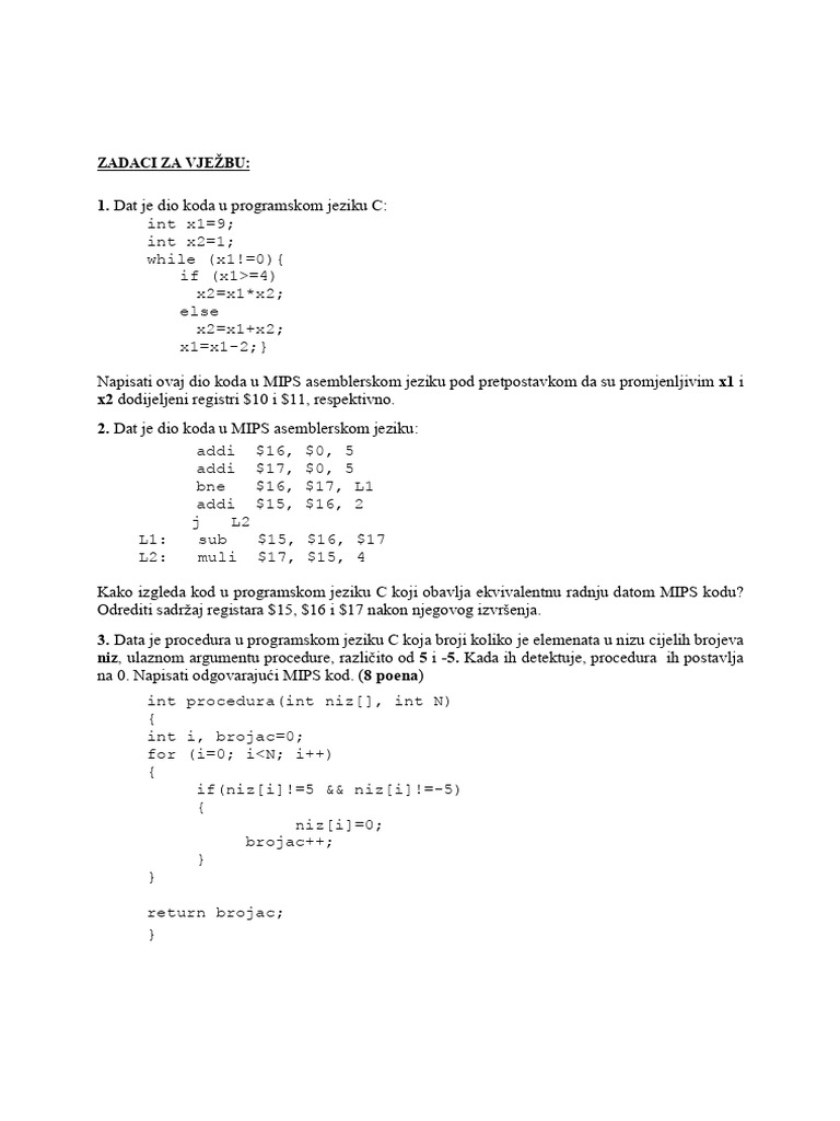 Zadaci Za Vjezbu 2 Kol | PDF
