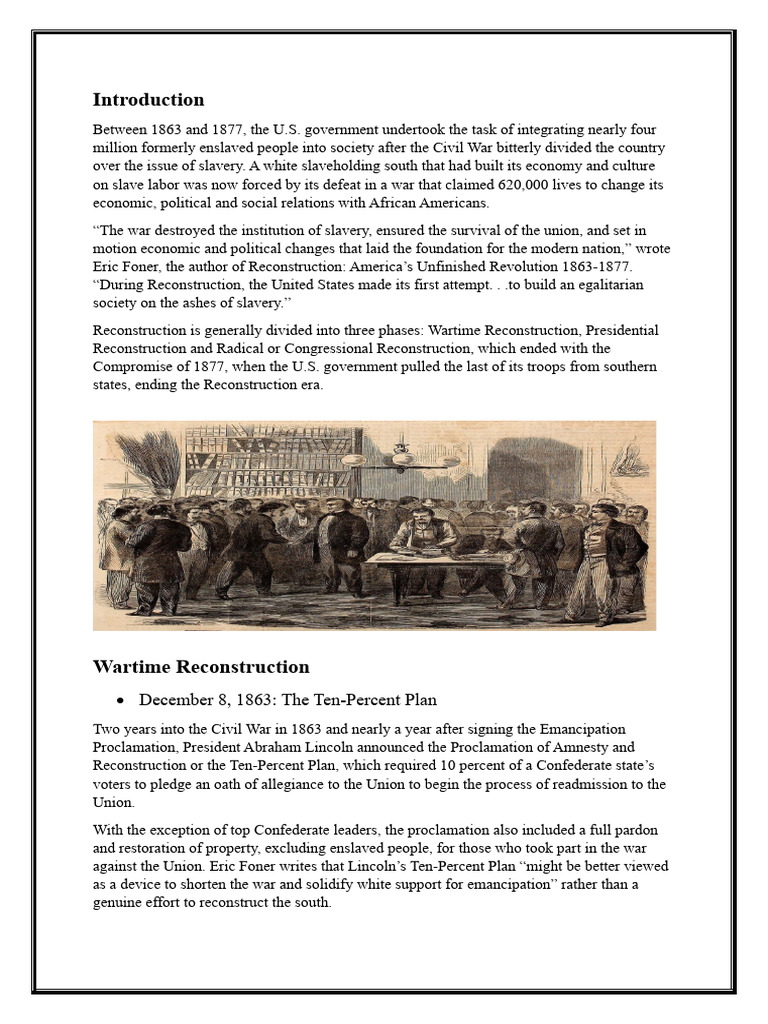 USA Assignment | PDF | Reconstruction Era | Slavery In The United States