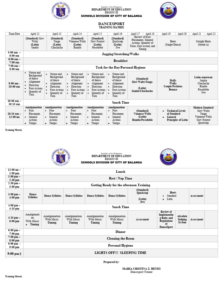 Dancesport 2023 Training Matrix | Download Free PDF | Dances ...
