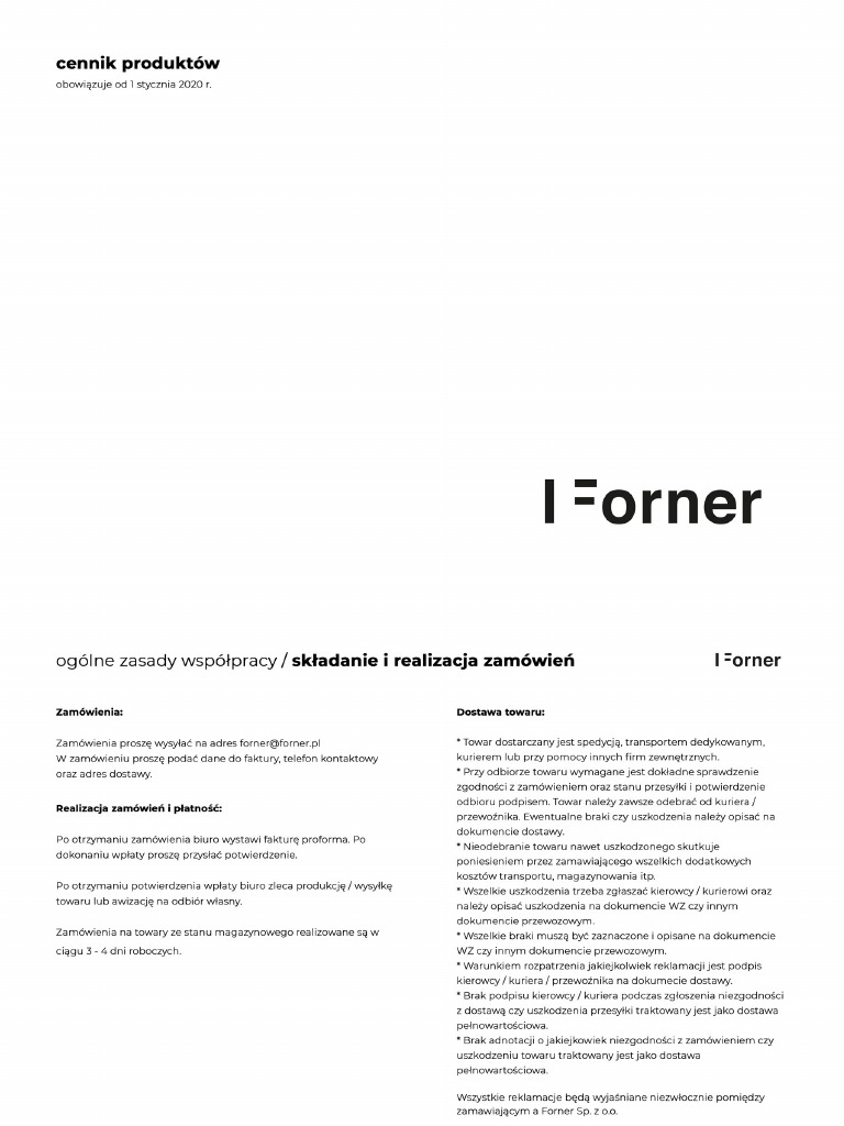 Cennik Forner II 2020 | PDF