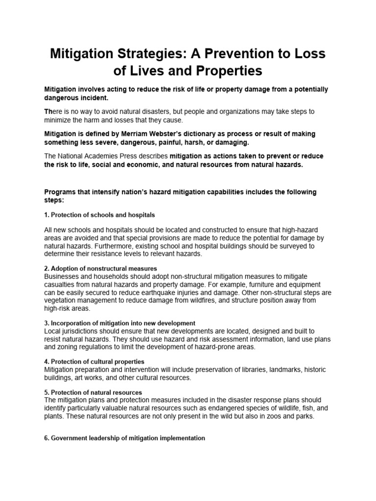 Mitigation-Strategies-in-Disaster | PDF | Sinkhole | Emergency Management