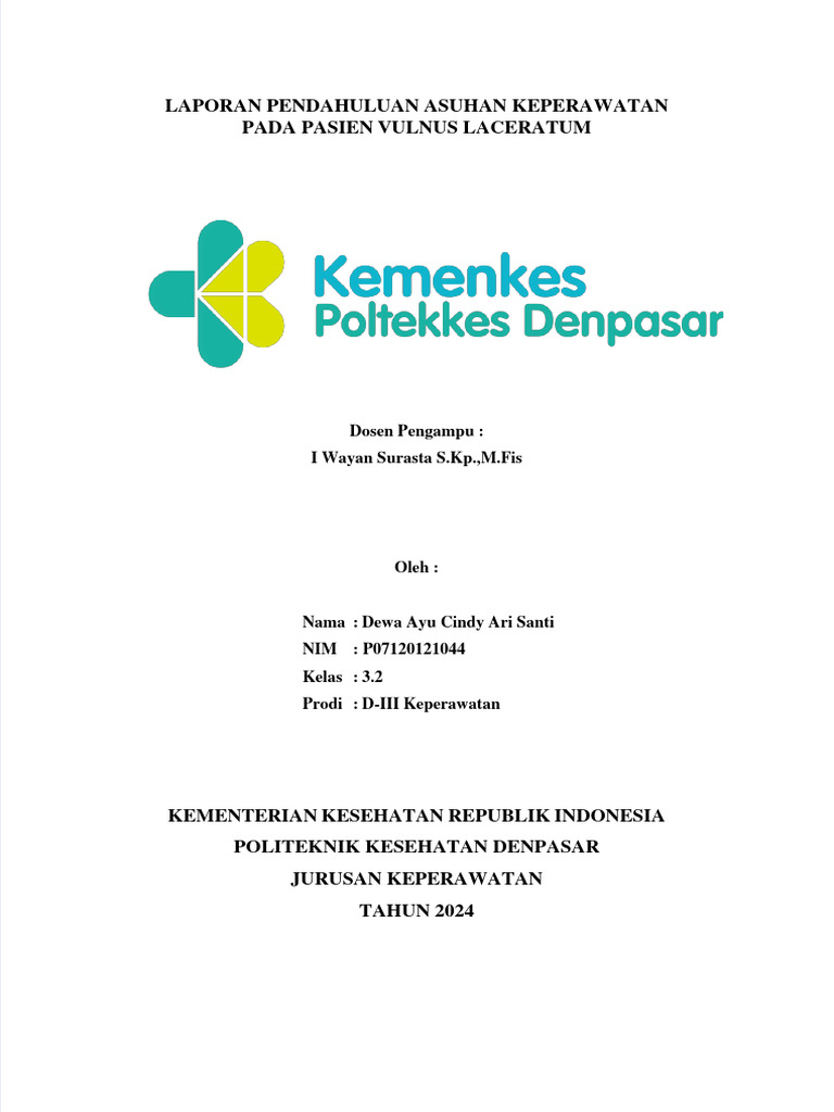 Asuhan Keperawatan Pasien Vulnus Laceratum | PDF