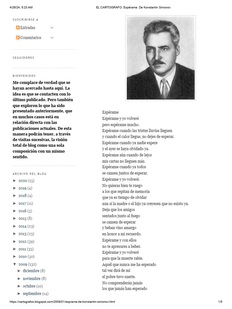 EL CARTOGRAFO - Espérame. de Konstantin Simonov | PDF