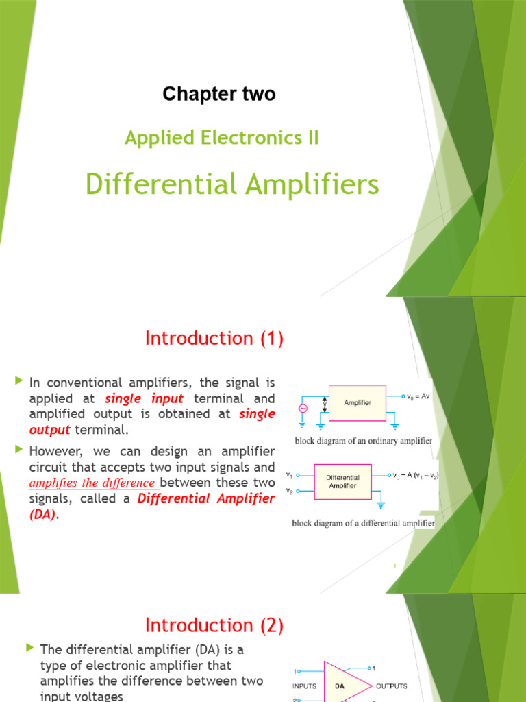 Chapter Two Differential Amplifiers | PDF | Amplifier | Operational Amplifier