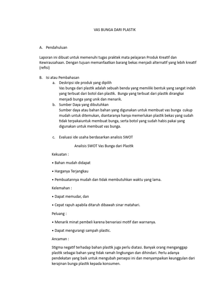 Vas Bunga Dari Plastik | PDF