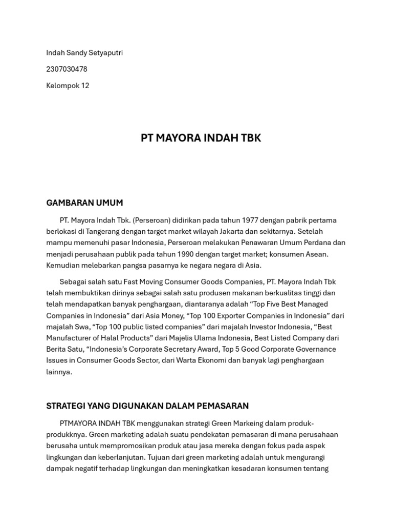 Strategi Green Marketing Mayora | PDF | Bisnis