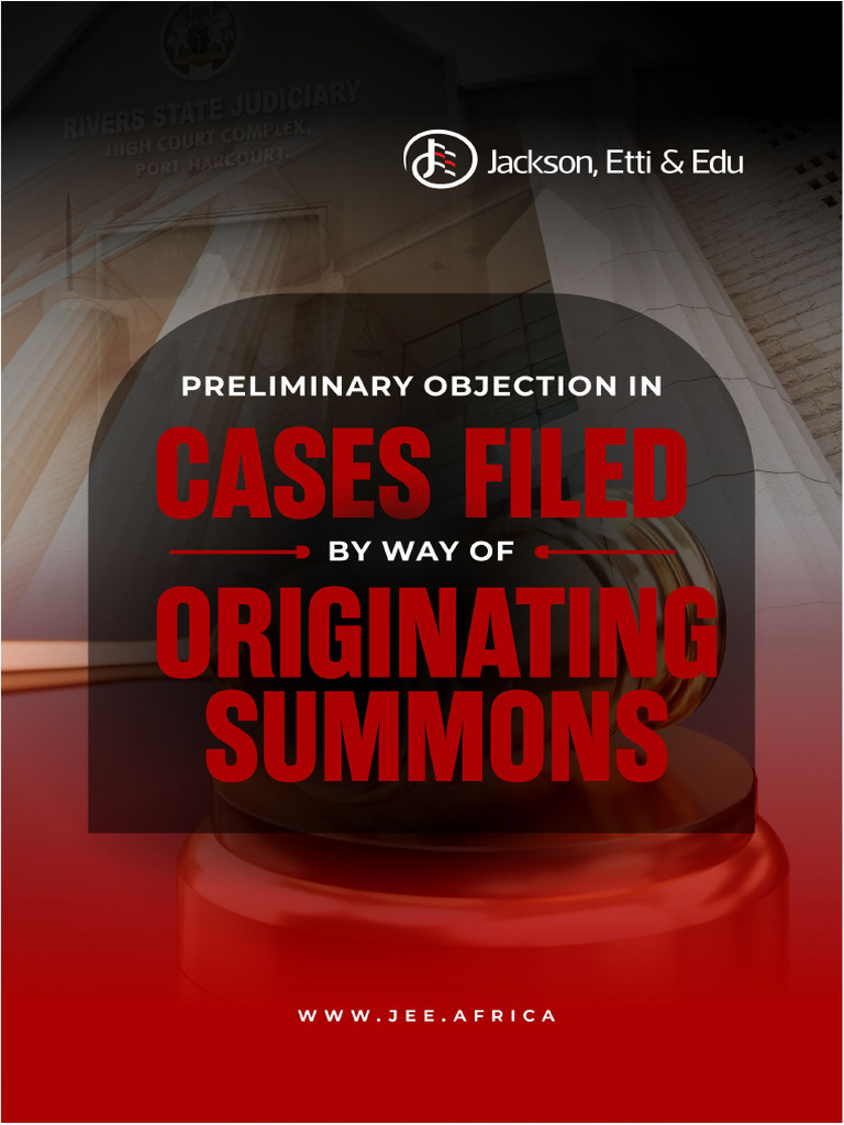 Preliminary Objections in Cases Filed by Way of Originating Summons | PDF | Lawsuit | Summons