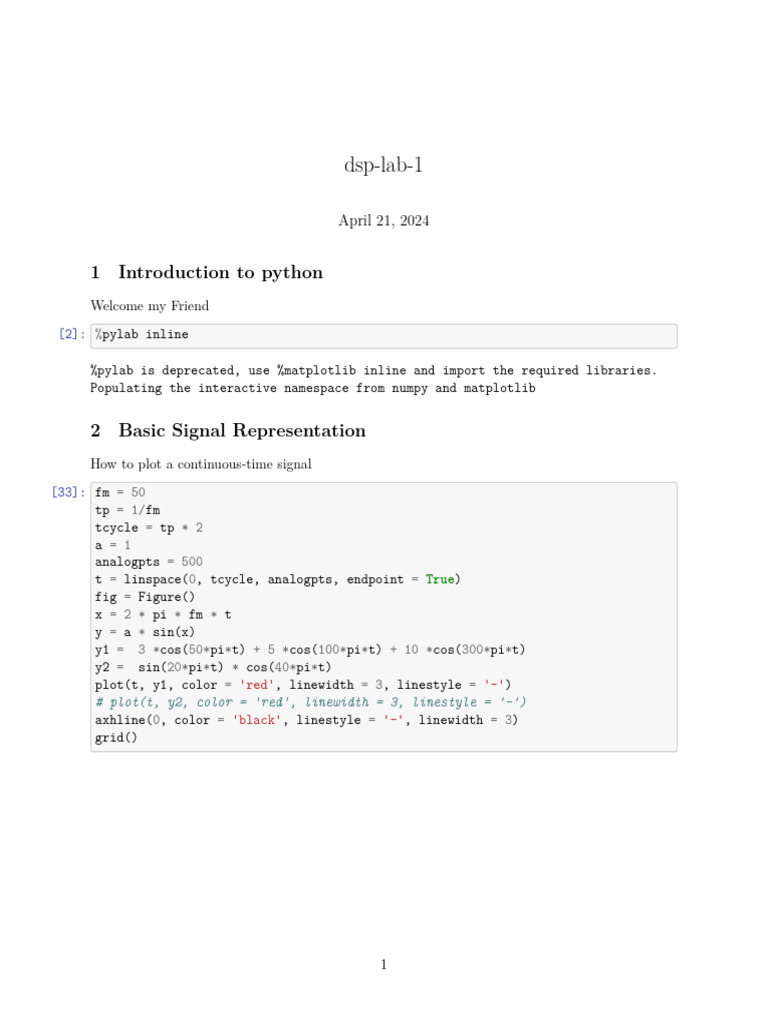 Dsp-Lab-1: 1 Introduction To Python | PDF