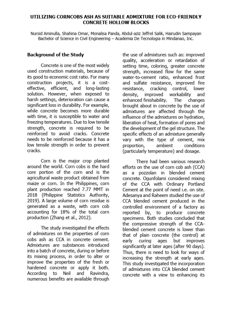 Corn Cob Ash for Eco-Friendly Concrete | PDF | Concrete | Cement