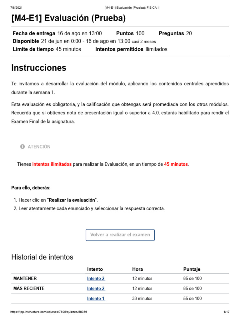 (M4-E1) Evaluación (Prueba2) - FÍSICA II | PDF | Red eléctrica | Impedancia eléctrica