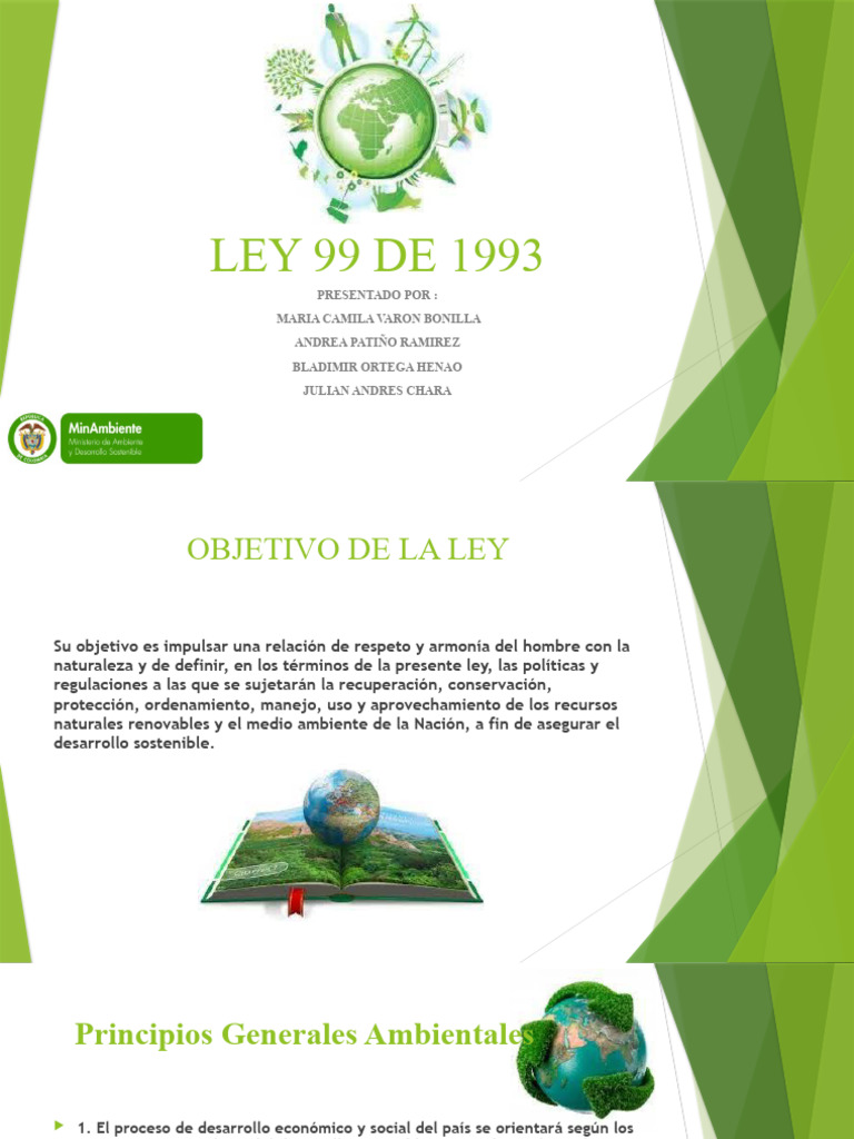 Ley 99 de 1993 Diapositivas | Descargar gratis PDF | Sustentabilidad | Desarrollo sostenible