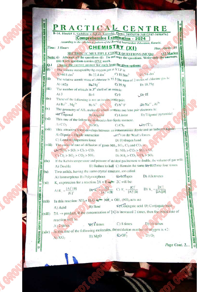 Xi-Chemistry PC Comprehensive Paper by Practical Centre | PDF