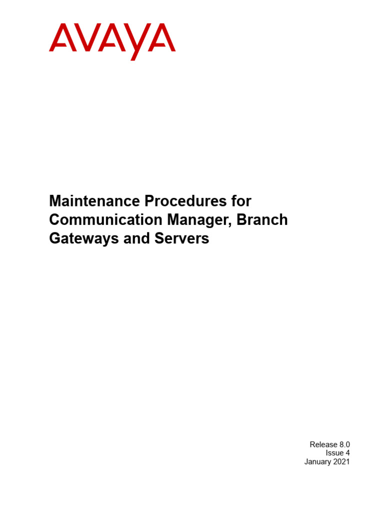 Avaya Communication Manager MaintenanceProcedures For Branch Gateways ...