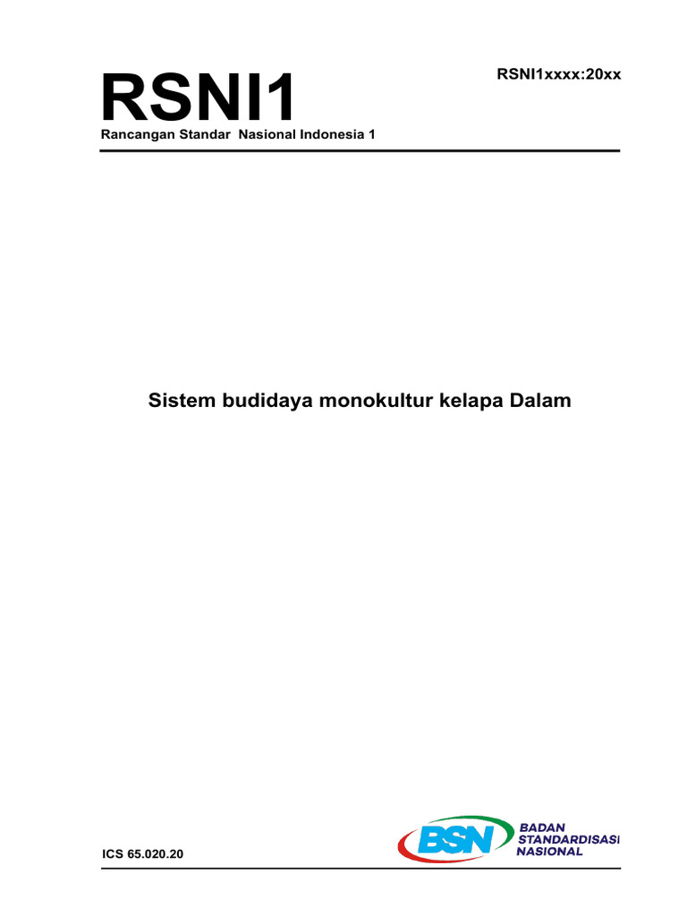 RSNI 1 Teknik Budidaya Kelapa Monokultur | PDF