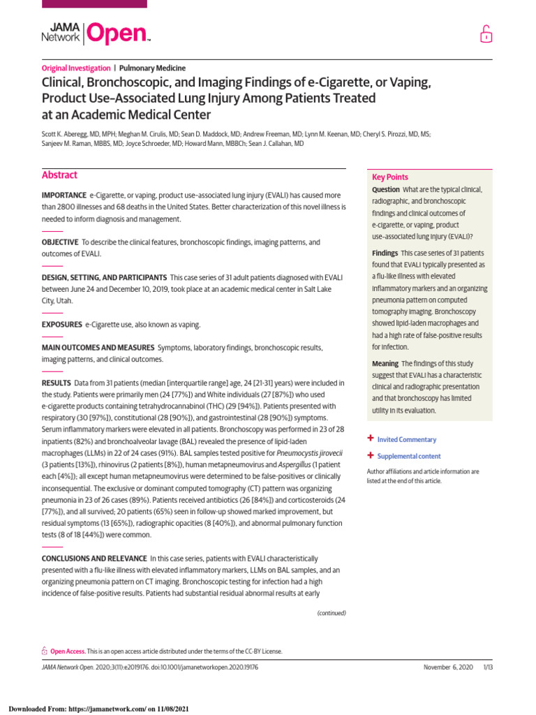 Aberegg 2020 Oi 200676 1603818809.24385 | PDF | Pneumonia | Medical ...