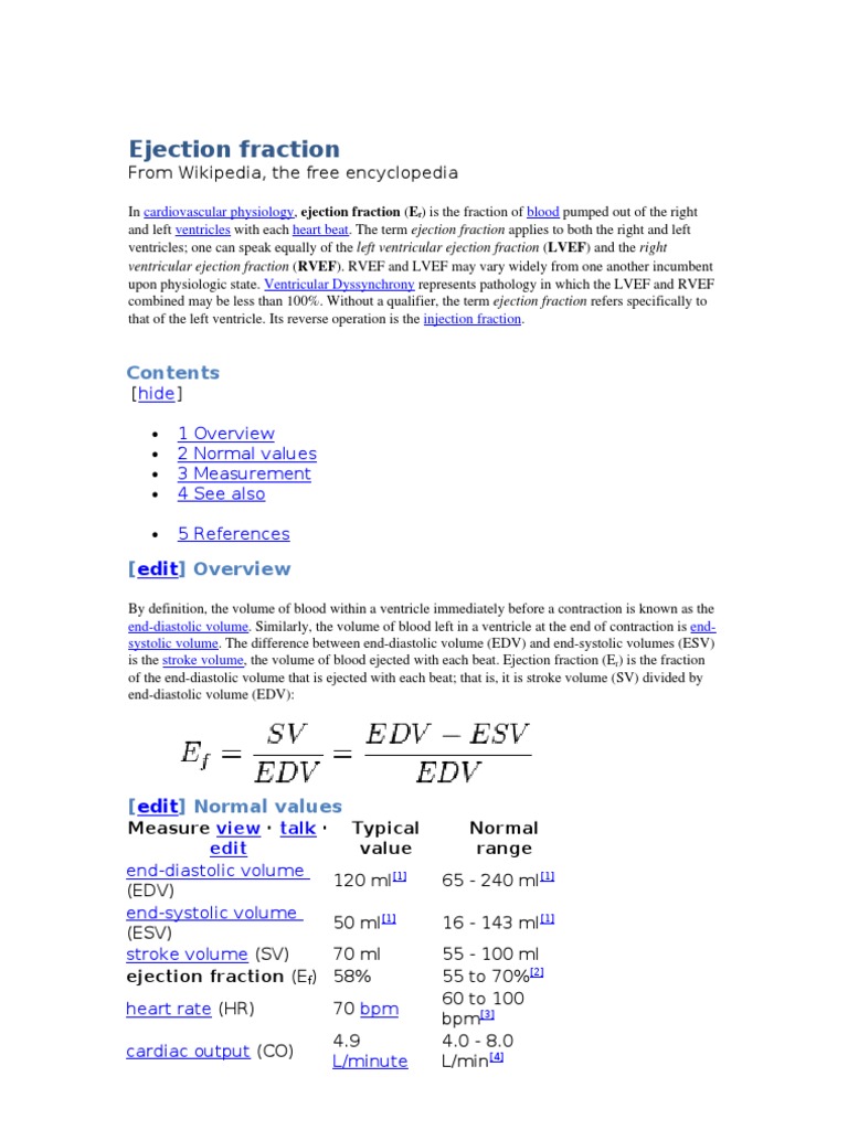 Ejection Fraction | Download Free PDF | Ejection Fraction | Ventricle ...