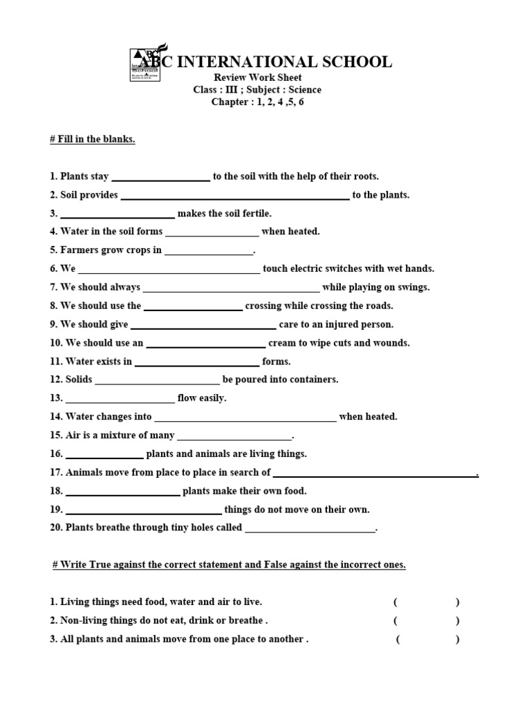 Science Review Sheet | PDF | Soil | Water