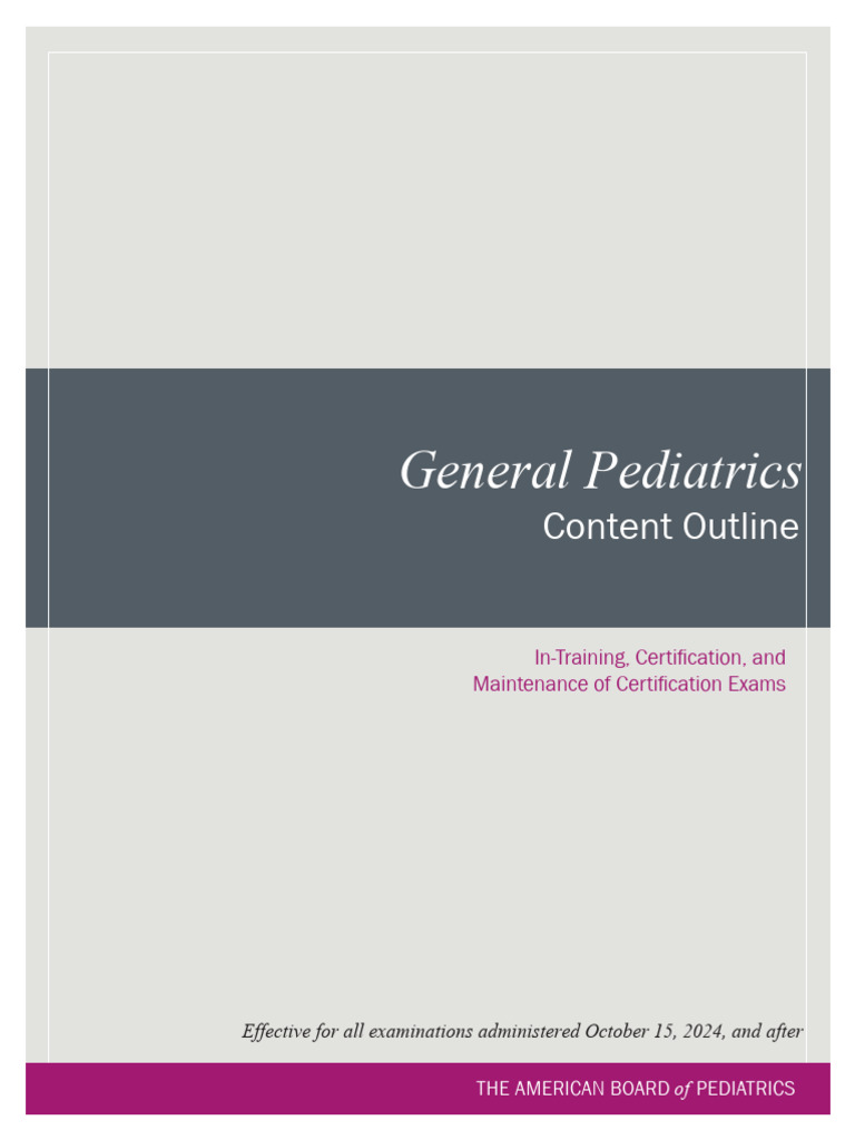 Content Outline General Pediatrics 2024 | PDF | Pediatrics | Allergy