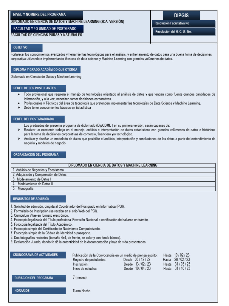 Form Diplomado en Ciencia de Datos y Machine Learning 2da. Version ...