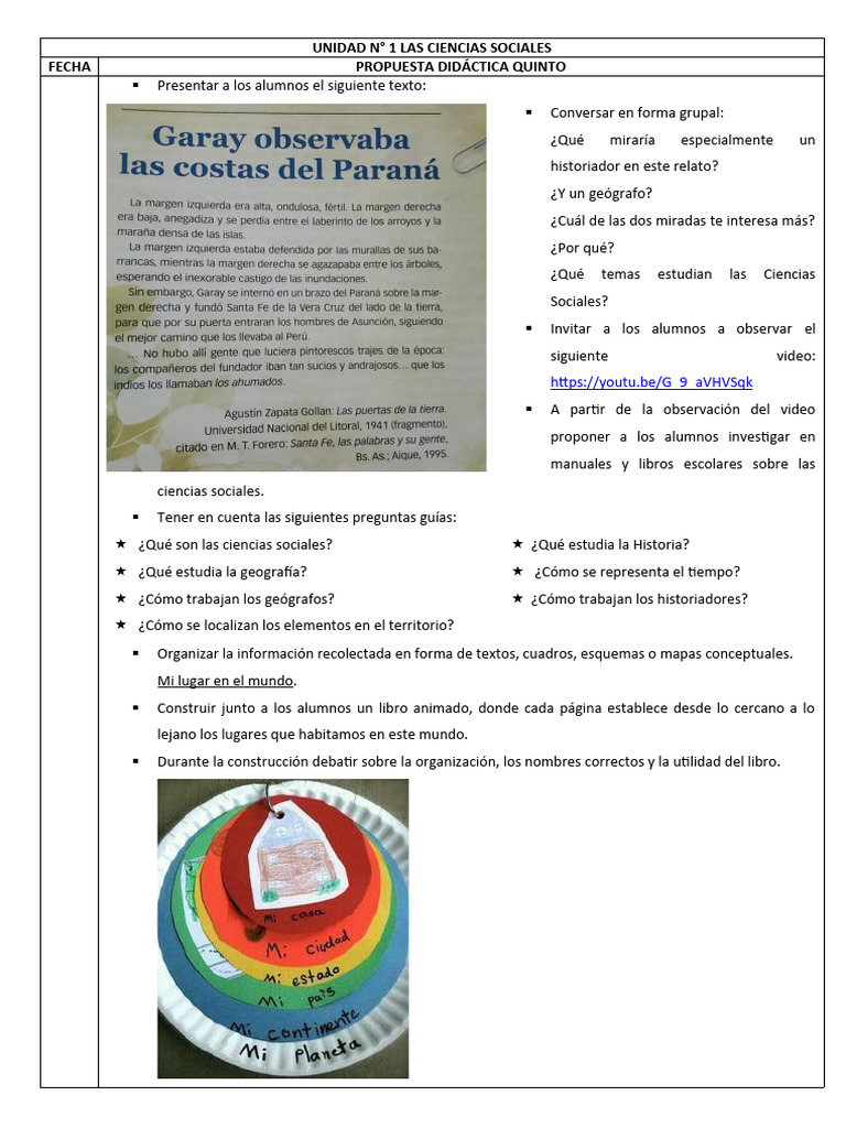 Unidad N°1 Ciencias Sociales Quinto Grado | Descargar gratis PDF ...