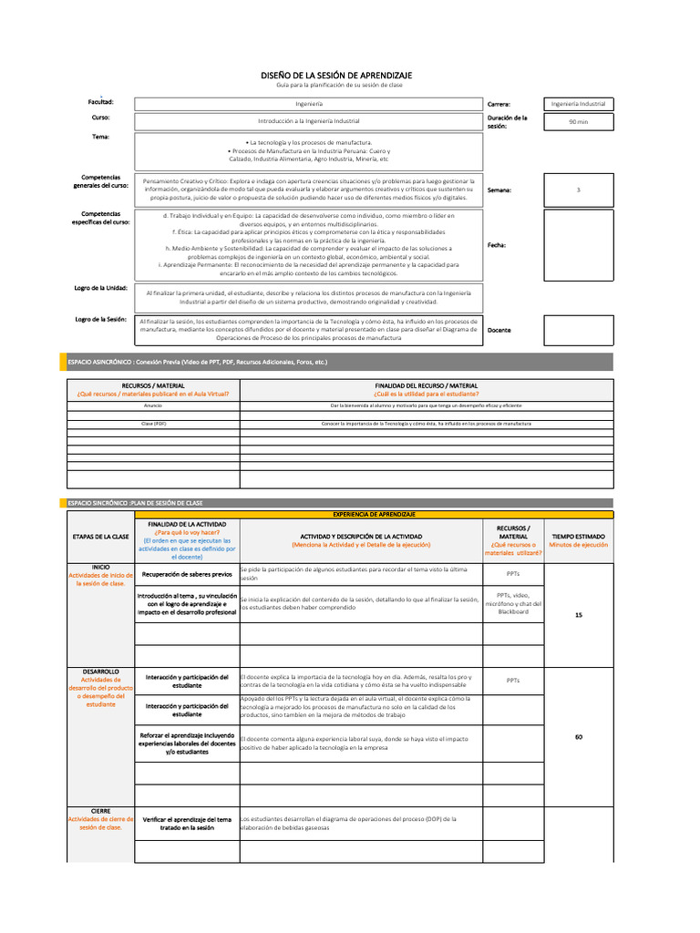 Diseño de Experiencia de Aprendizaje | PDF | Ingeniería | Diseño