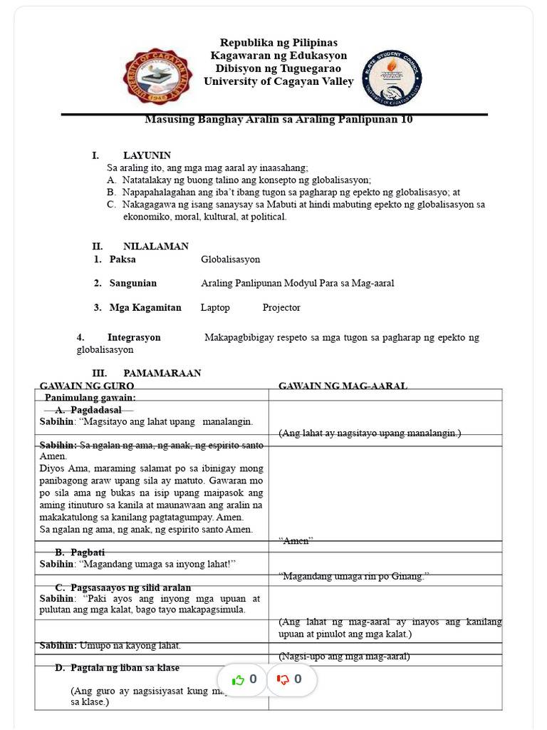 Globalisasyon Lesson Plan | PDF