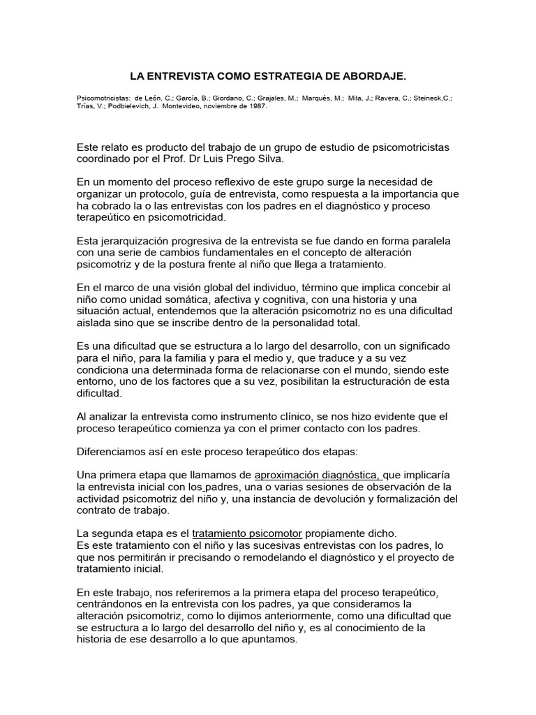 De León y Otros. La Entrevista Como Estrategia de Abordaje, Por Psmtas | Descargar gratis PDF ...