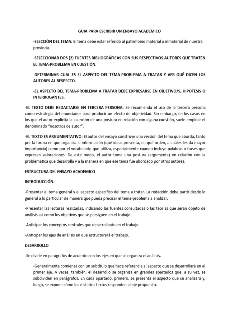 Guia para Escribir Un Ensayo Academico | PDF | Ensayos