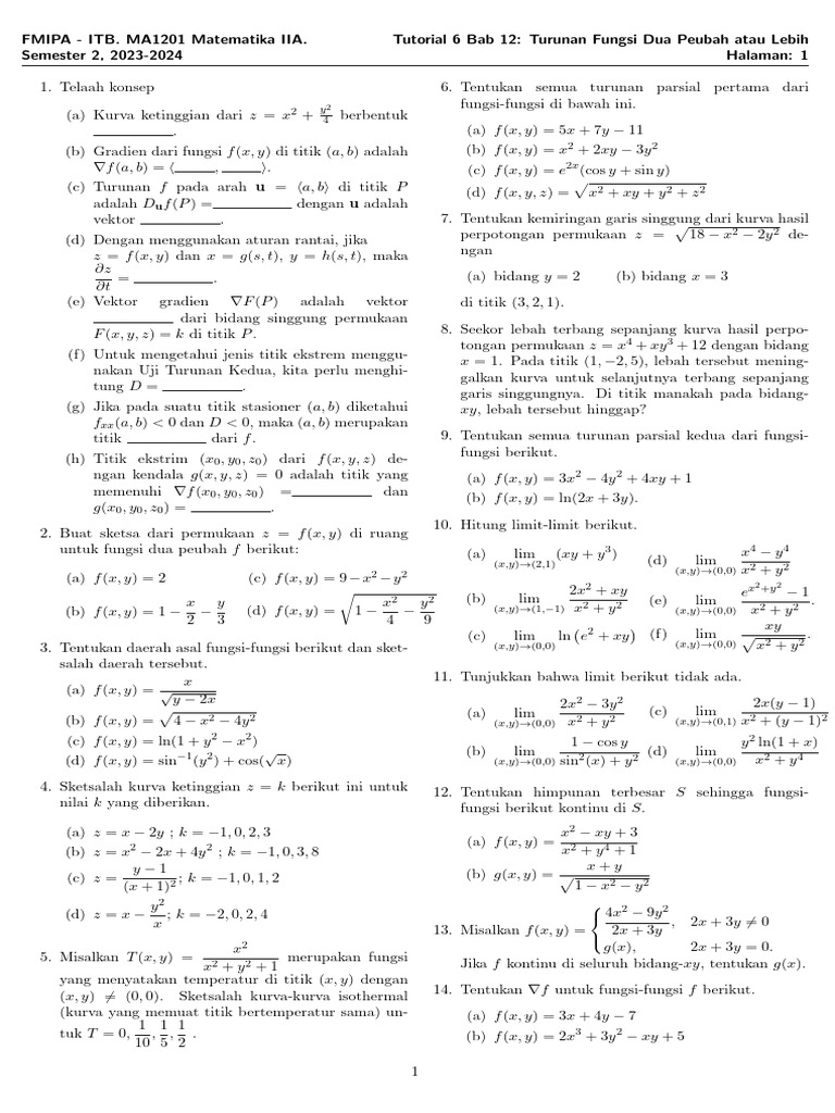 Tutorial_6_MA1201_2023_2024 | PDF