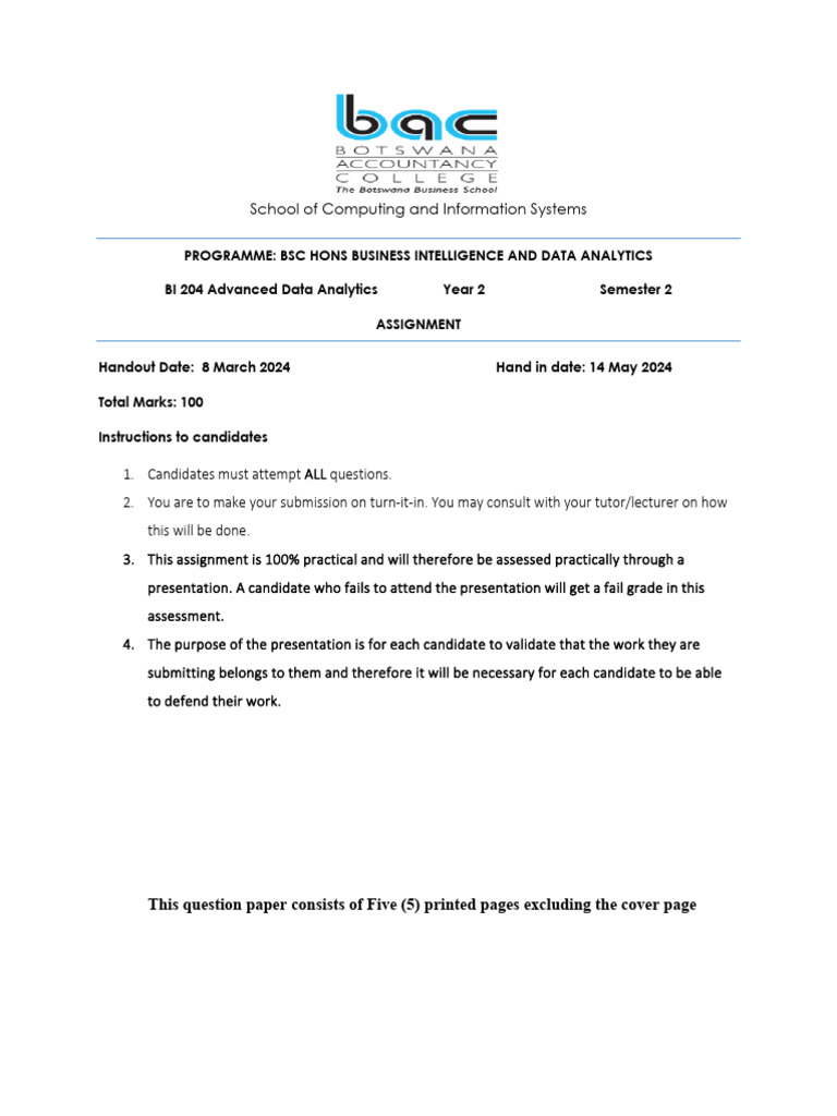 ADA Assignment - Final - 2024 | PDF | Data Analysis | Regression Analysis