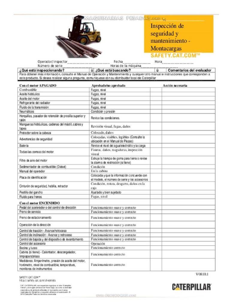 Formato Inspeccion Montacargas | PDF