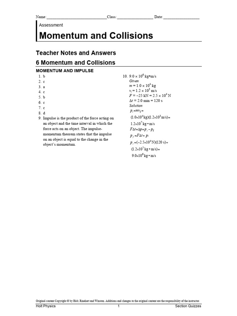 hssp0601t Secquiz | PDF | Momentum | Force