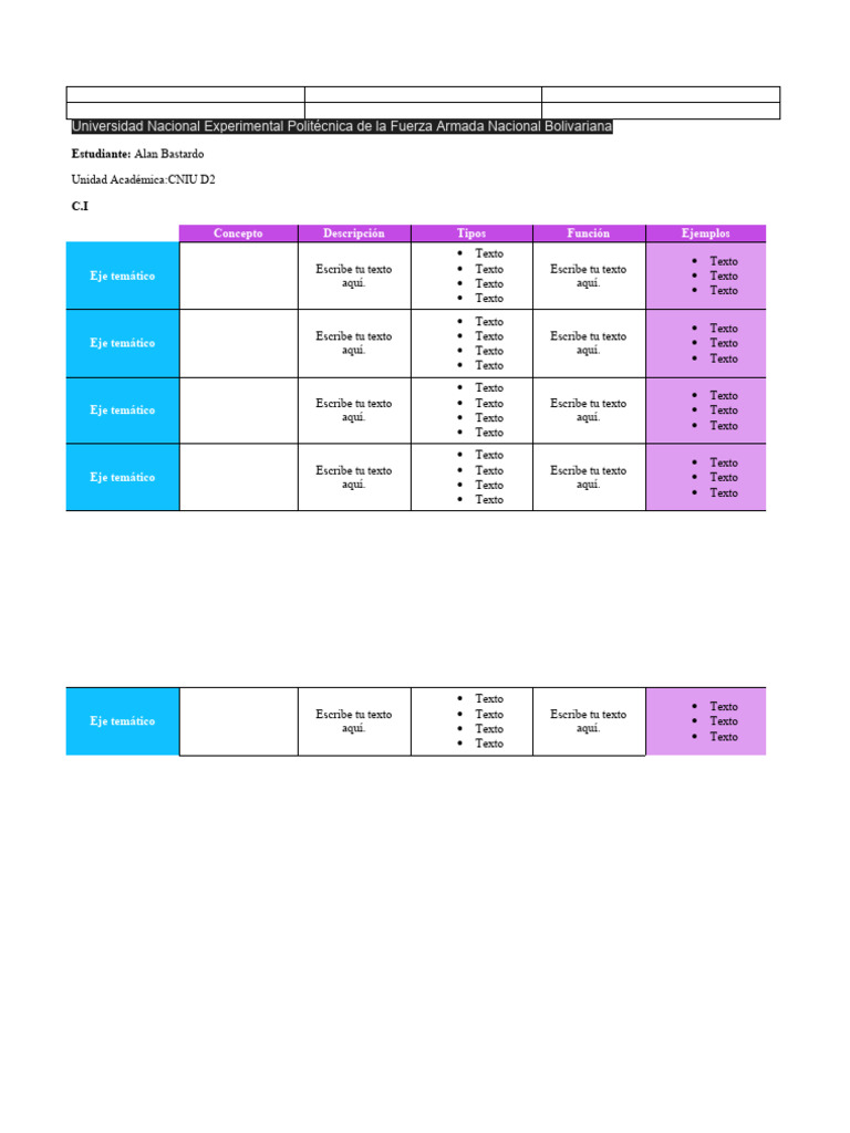 Formato de Cuadro de Resumen en Word | PDF