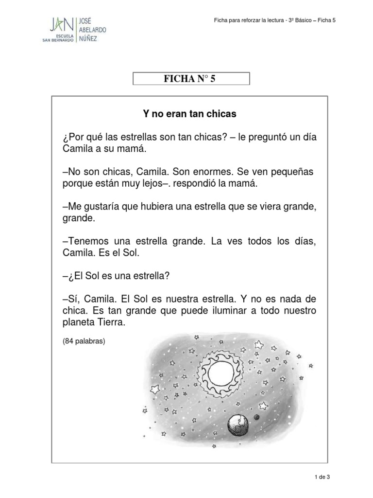 Fichas para Reforzar Lectura 3° Basico | PDF | Oración | Dom