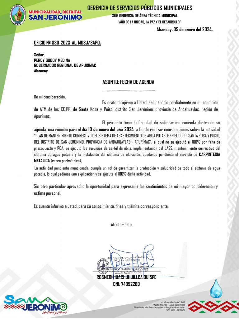 Oficio Rosmery | PDF