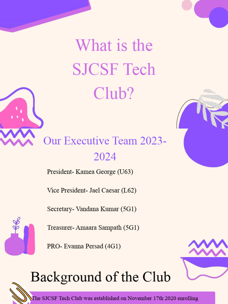 SJCSF Tech Club: Empowering Girls | PDF | Business | Computers