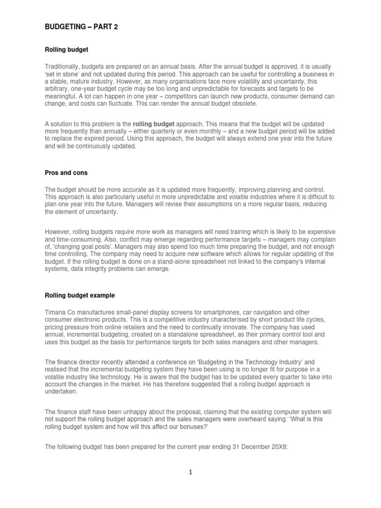 Technical Article Budgeting - Part 2 | Download Free PDF | Budget | Labour Economics