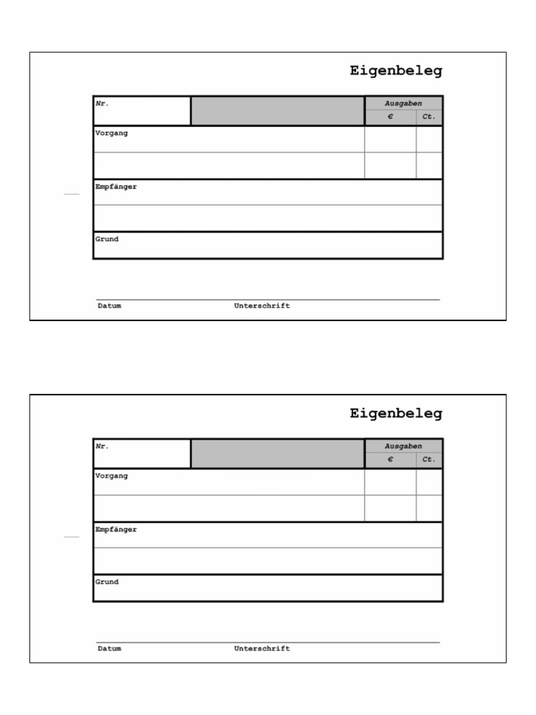 Eigenbeleg Vorlage | PDF