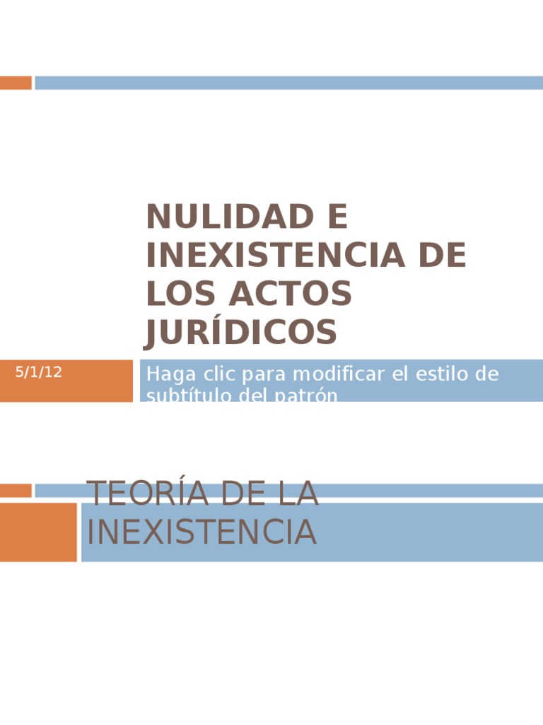 NULIDAD E INEXISTENCIA DE LOS ACTOS JURÍDICOS | Nulo (ley) | Estatuto de limitaciones
