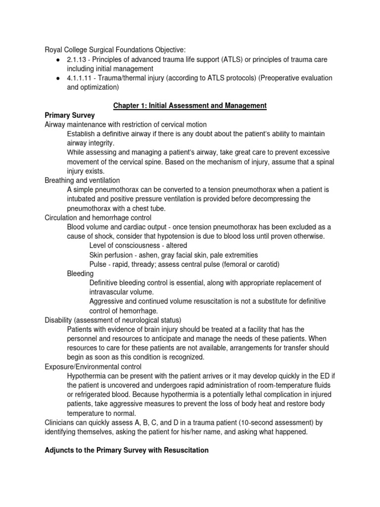 Rangkuman ATLS 10 Edition | PDF | Shock (Circulatory) | Clinical Medicine