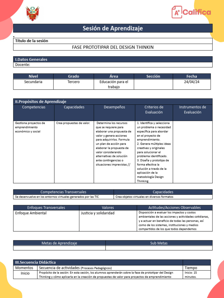 Fase Prototipar Del Design Thinking | Descargar gratis PDF | El pensamiento de diseño | Evaluación