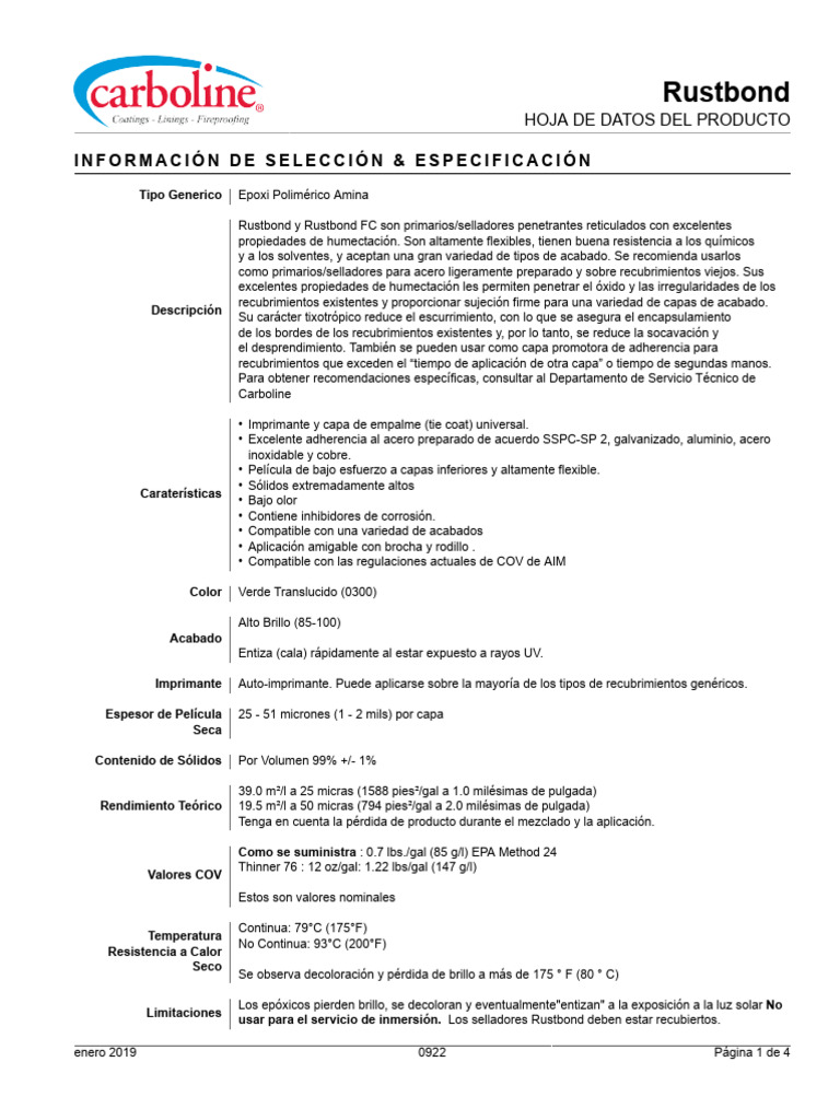 Rustbond PDS | PDF | Revestimiento | Solvente