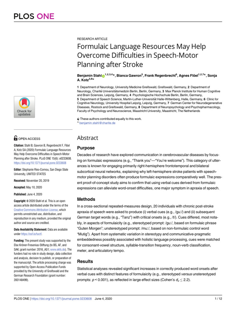 Formulaic Language Rescources | PDF | Neurology | Behavioural Sciences