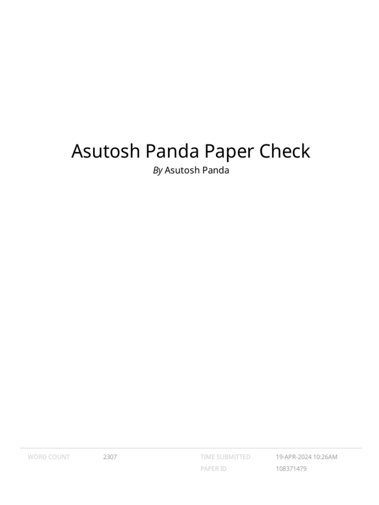 Asutosh Panda Paper Check | PDF | Catalysis | Chemical Compounds