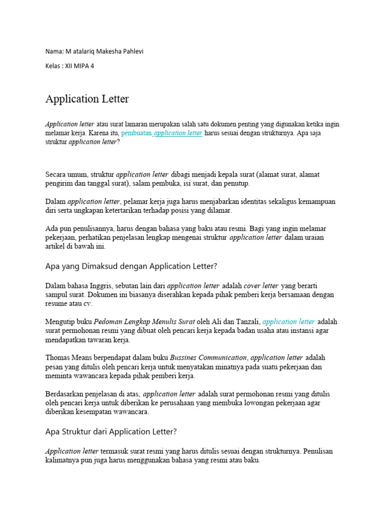 Aplication Letter | PDF