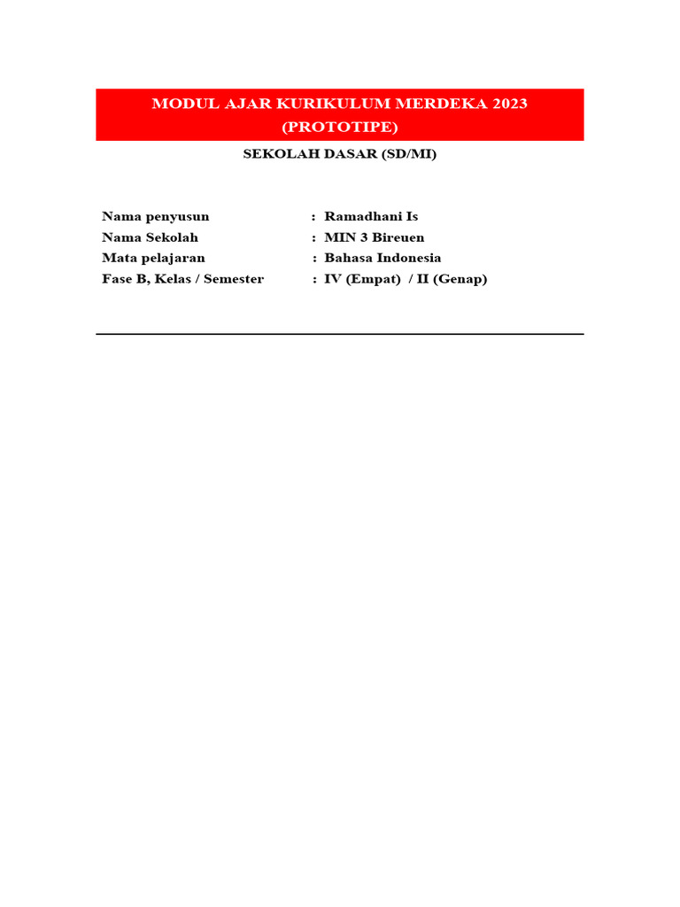 5. Modul Ajar B.Indo BAB 5 KELAS 4 | PDF