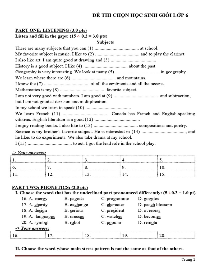 HSG 6 ĐỀ 3 | PDF | Teaching Methods & Materials