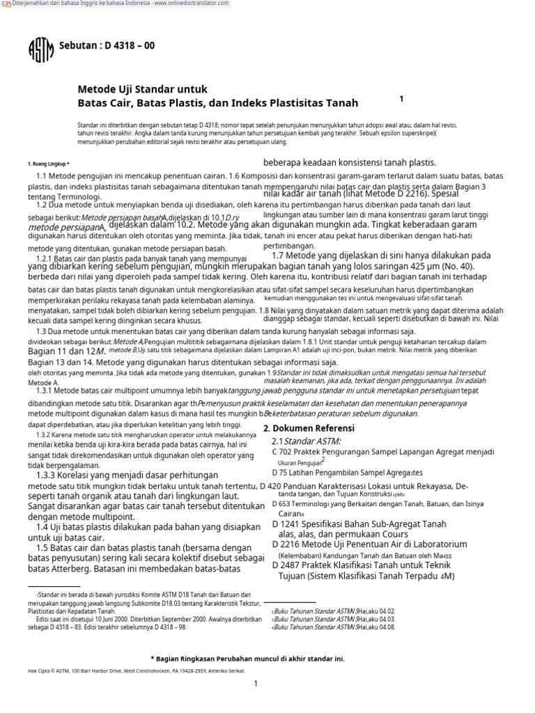 ASTM D4318.en - Id | PDF | Teknologi & Rekayasa