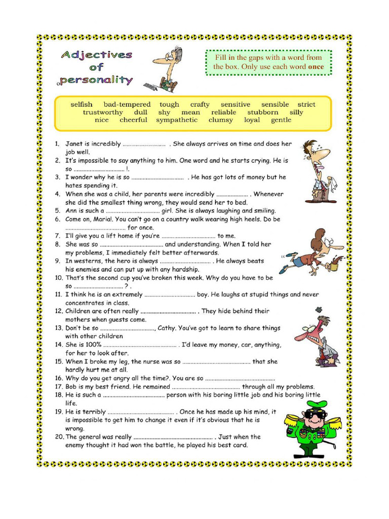 Fill in The Blanks Character Traits | PDF