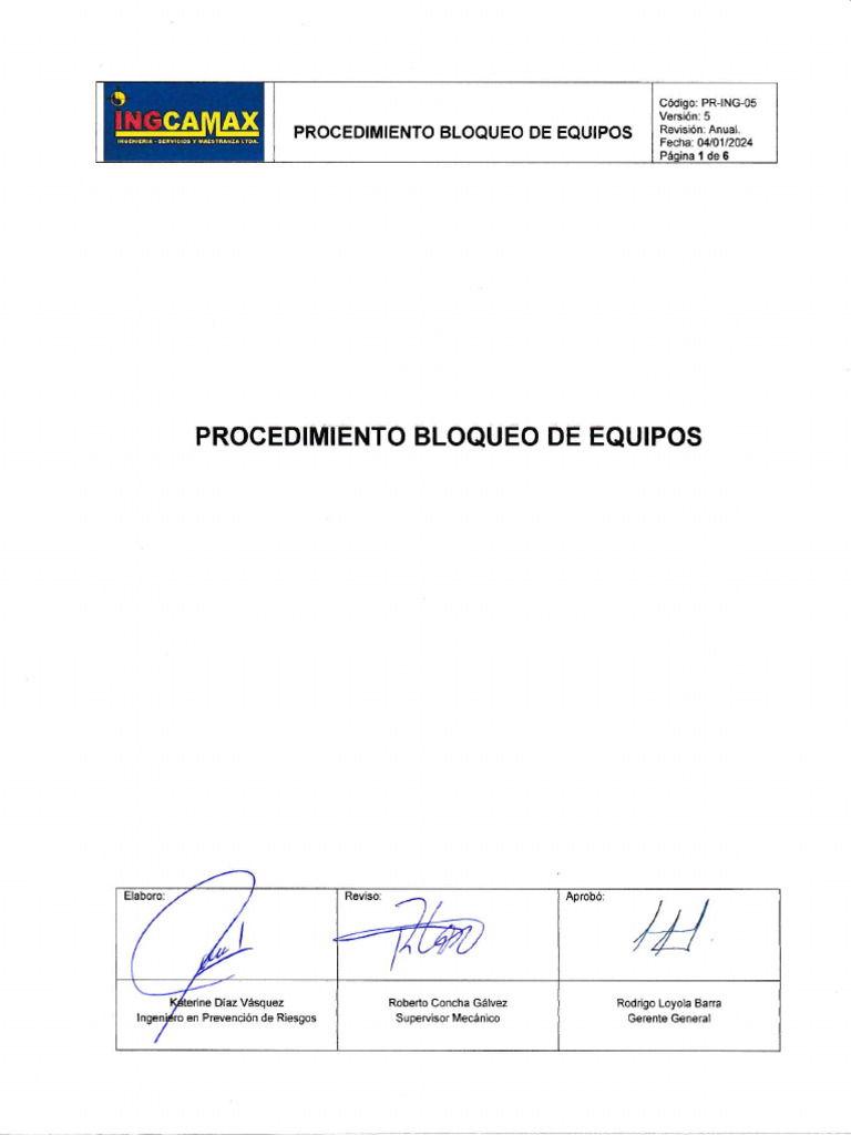 Procedimiento de Bloqueo de Equipos | PDF Procedimiento de Bloqueo de Equipos | PDF